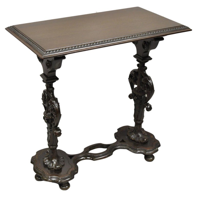 Antique Walnut French Renaissance Double Pedestal Side Table by ...