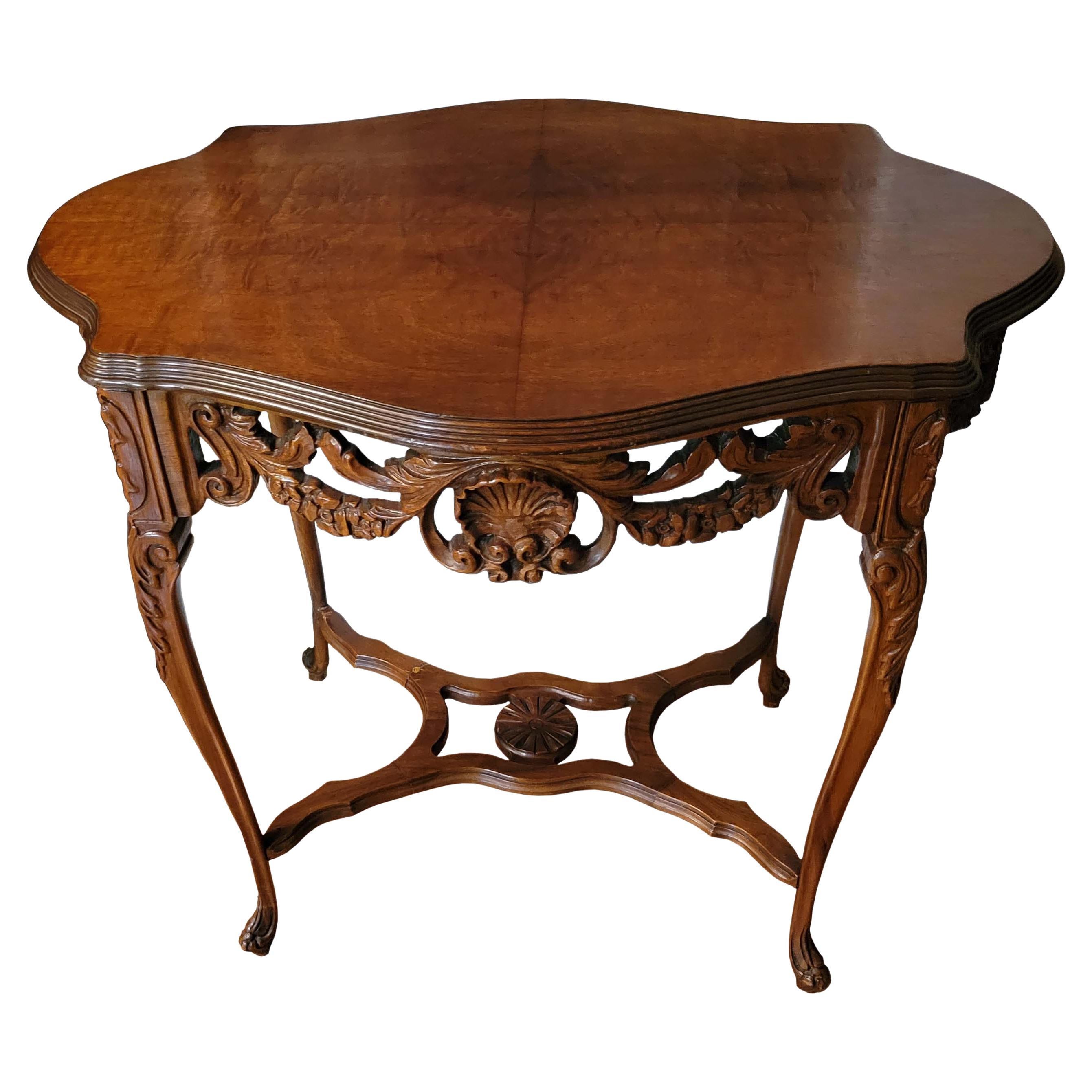 Antique Pair of Finely Hand-Carved Walnut Baroque Style Side Tables at ...