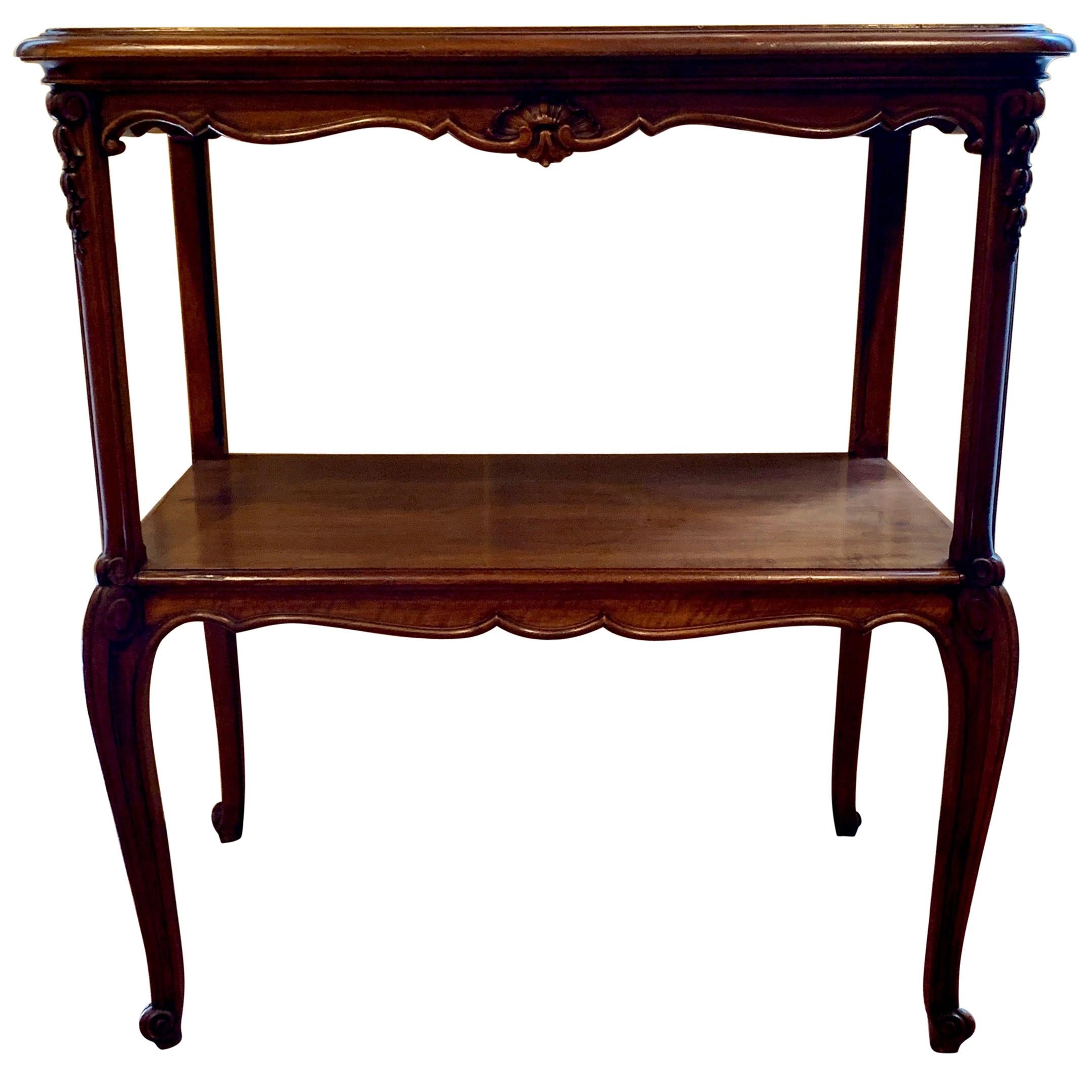 Art Deco Geometric Modernist Walnut Two-Tier Table at 1stDibs