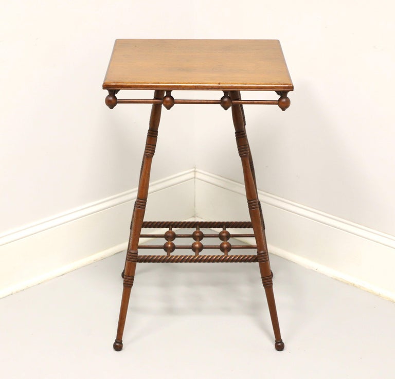 Antique Walnut Victorian Square Turned Leg Side Table For Sale at 1stDibs