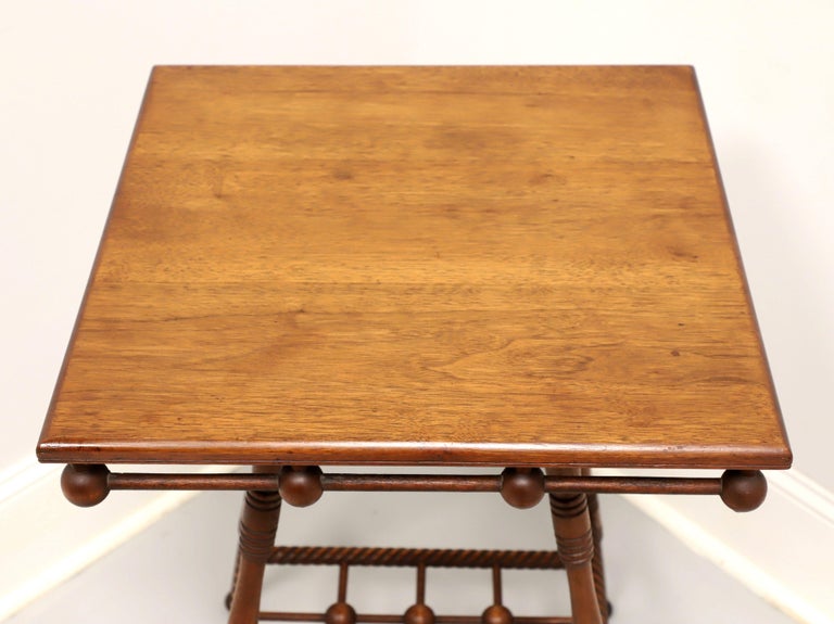 Antique Walnut Victorian Square Turned Leg Side Table For Sale at 1stDibs