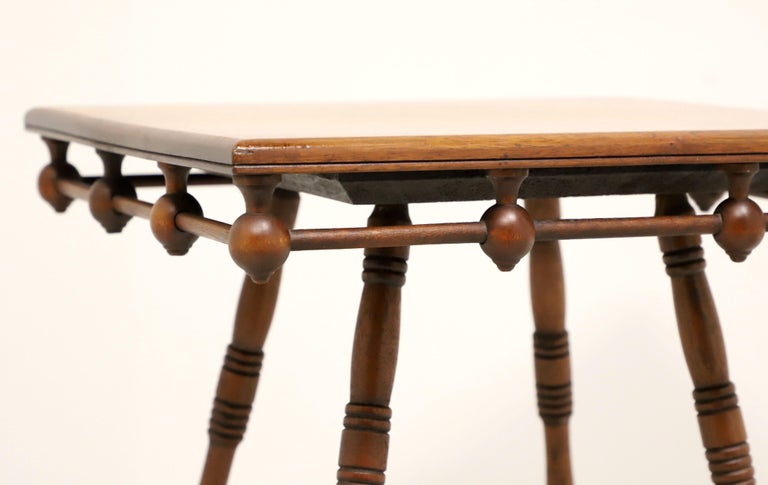 Antique Walnut Victorian Square Turned Leg Side Table For Sale at 1stDibs