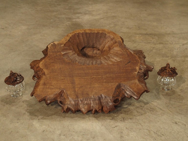 Antique Walnut Wood Black Forest Inkwell, circa 1900 at 1stDibs