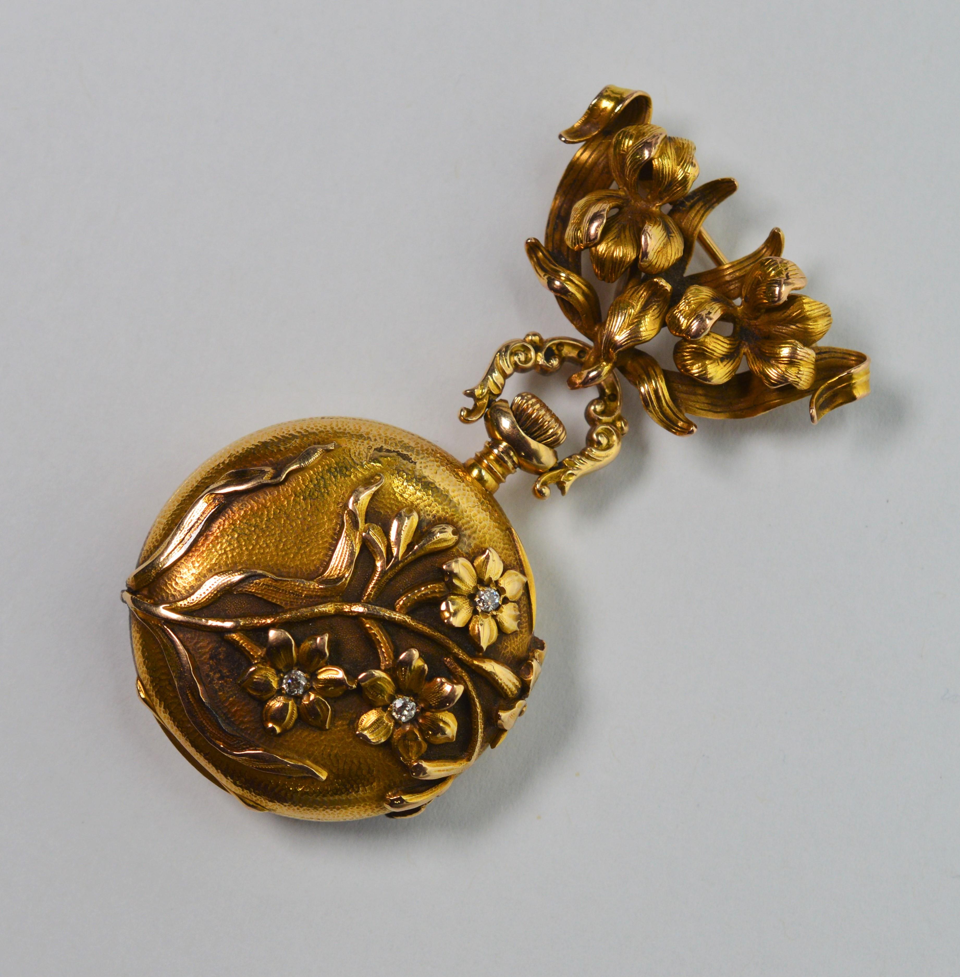 Antique Waltham Watch Co. Ladies 14 Karat Yellow Gold Diamond Watch ...