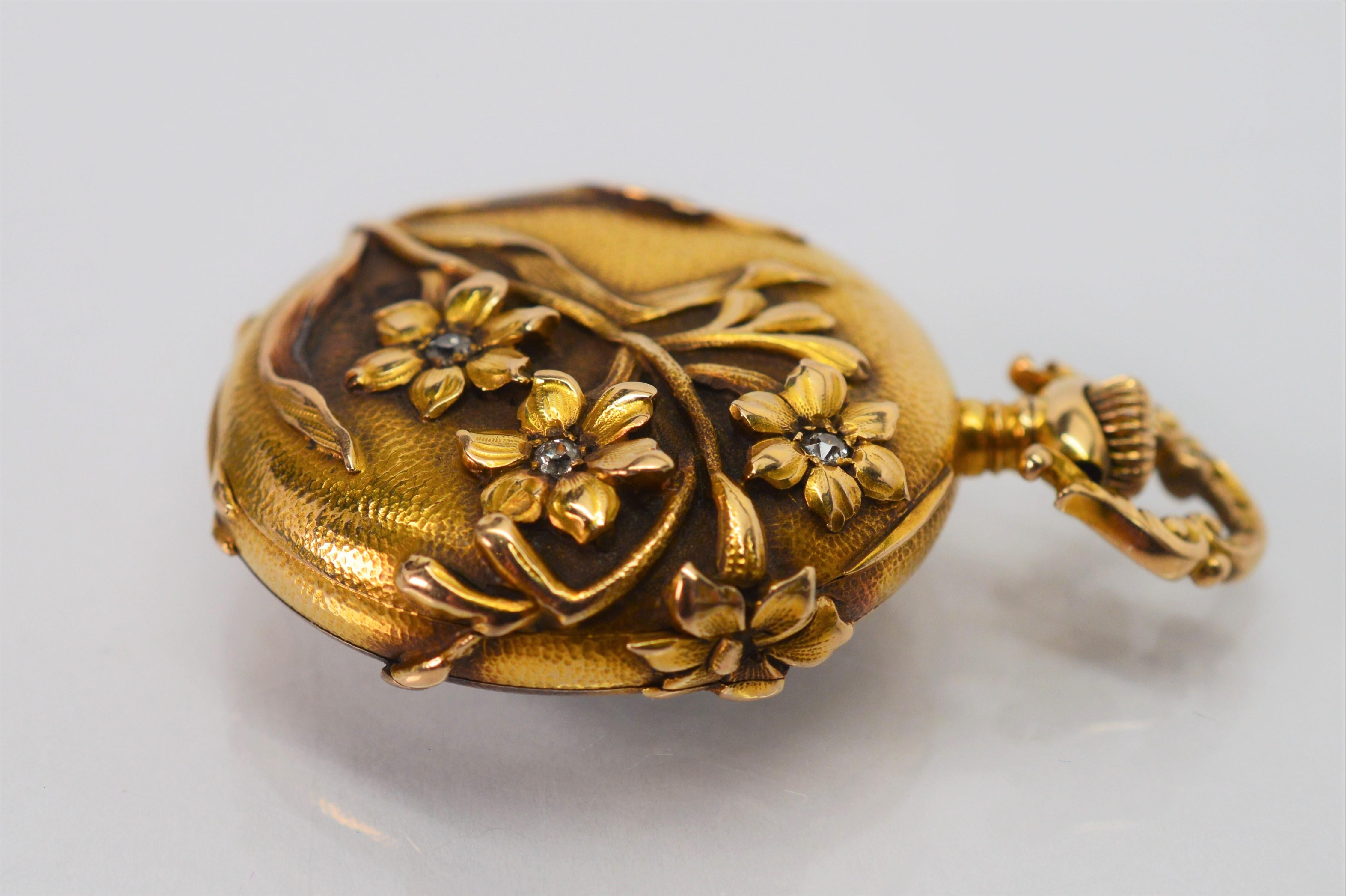 Antique Waltham Watch Co. Ladies 14 Karat Yellow Gold Diamond Watch ...