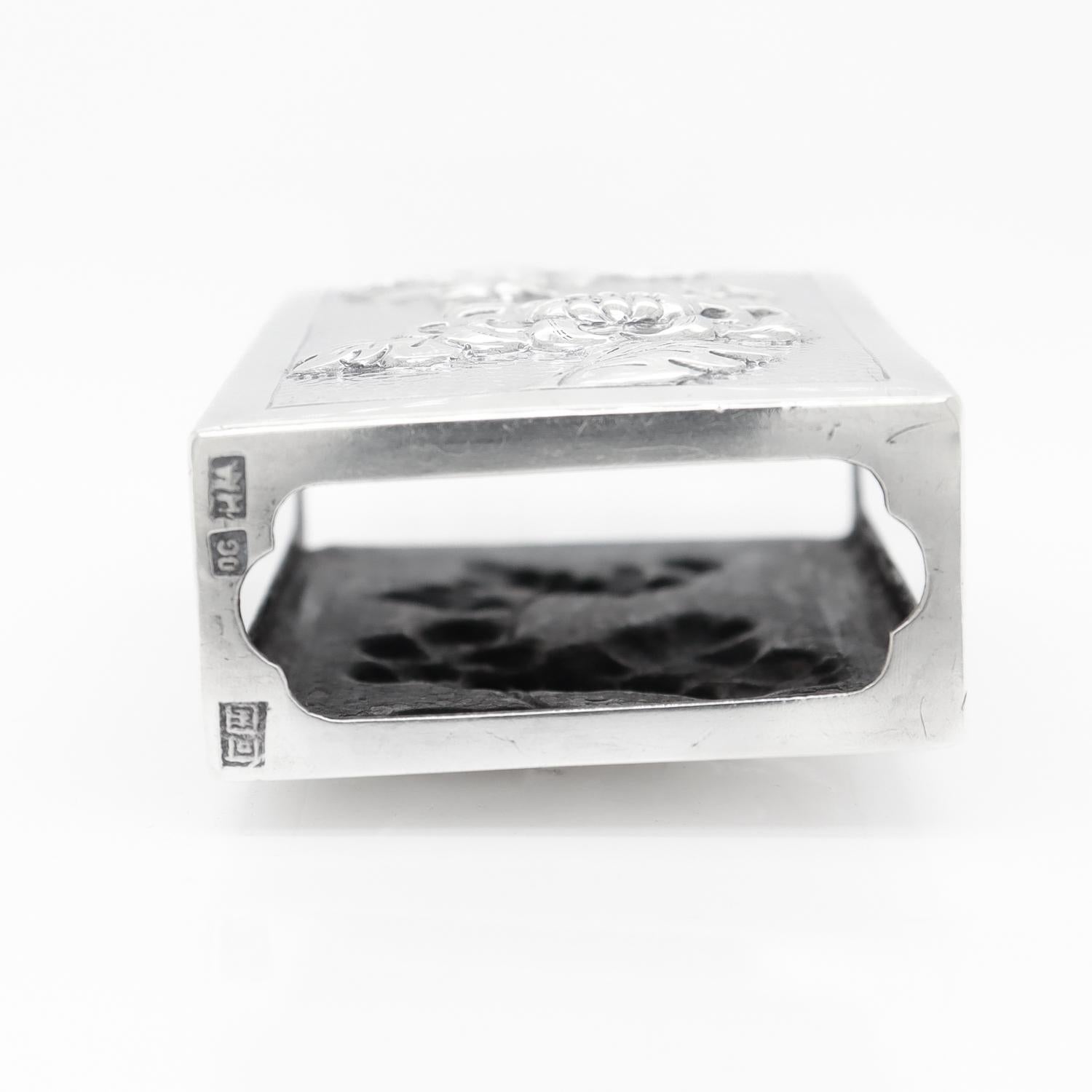 Antique Wang Hing Chinese Export Silver Repousse Matchbox Cover with ...