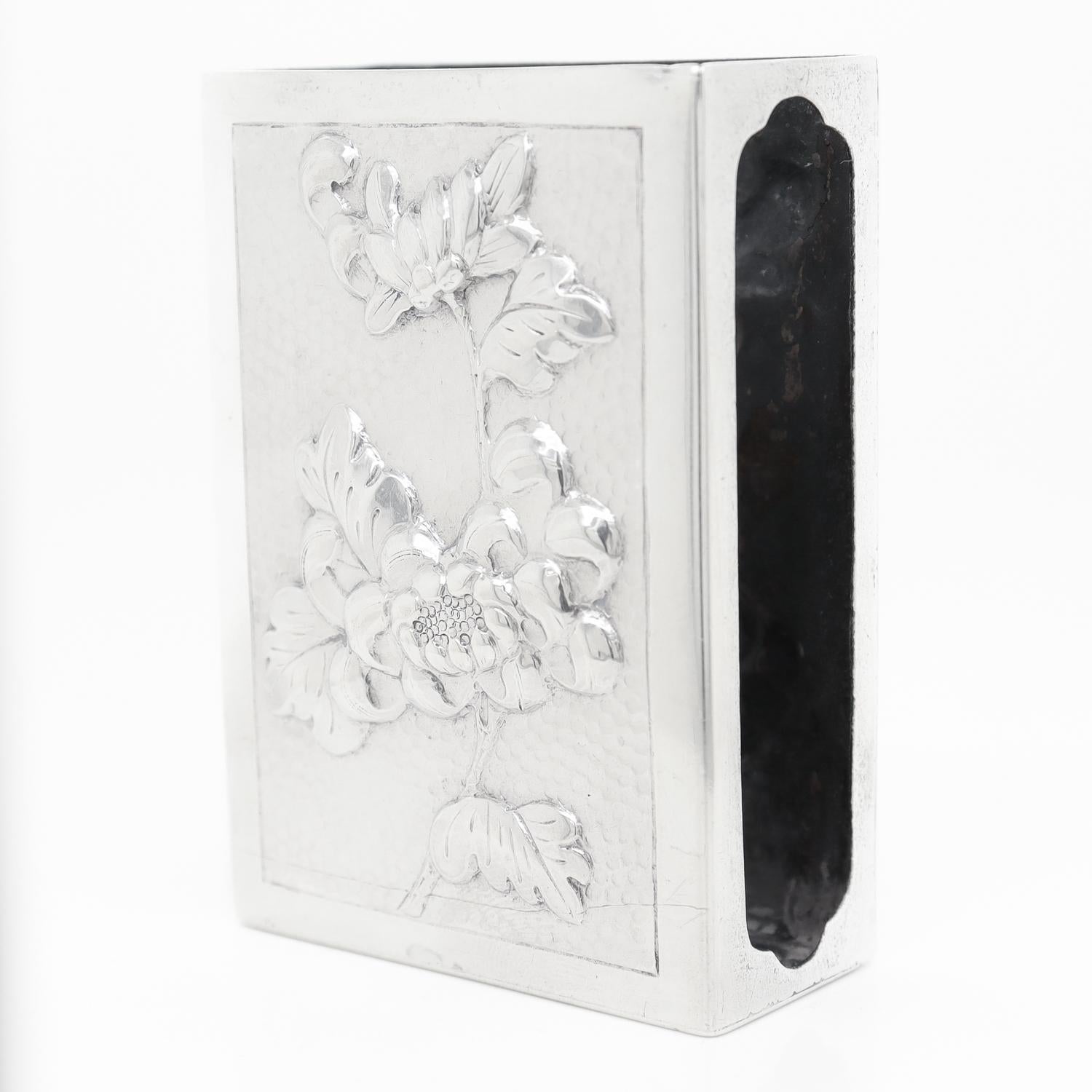 Antique Wang Hing Chinese Export Silver Repousse Matchbox Cover with ...