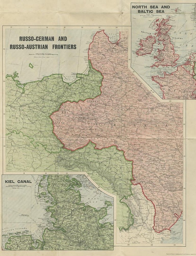 Antique War Map by Johnston, circa 1914 at 1stDibs