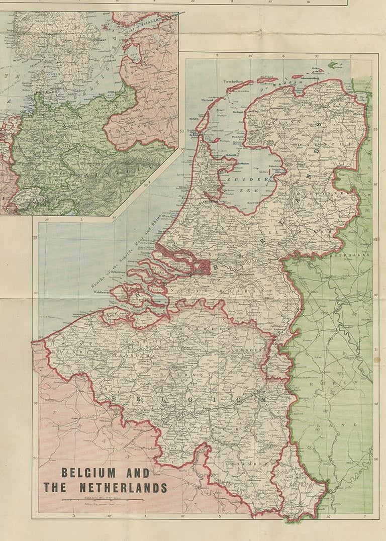 Antique War Map by Johnston, circa 1914 at 1stDibs