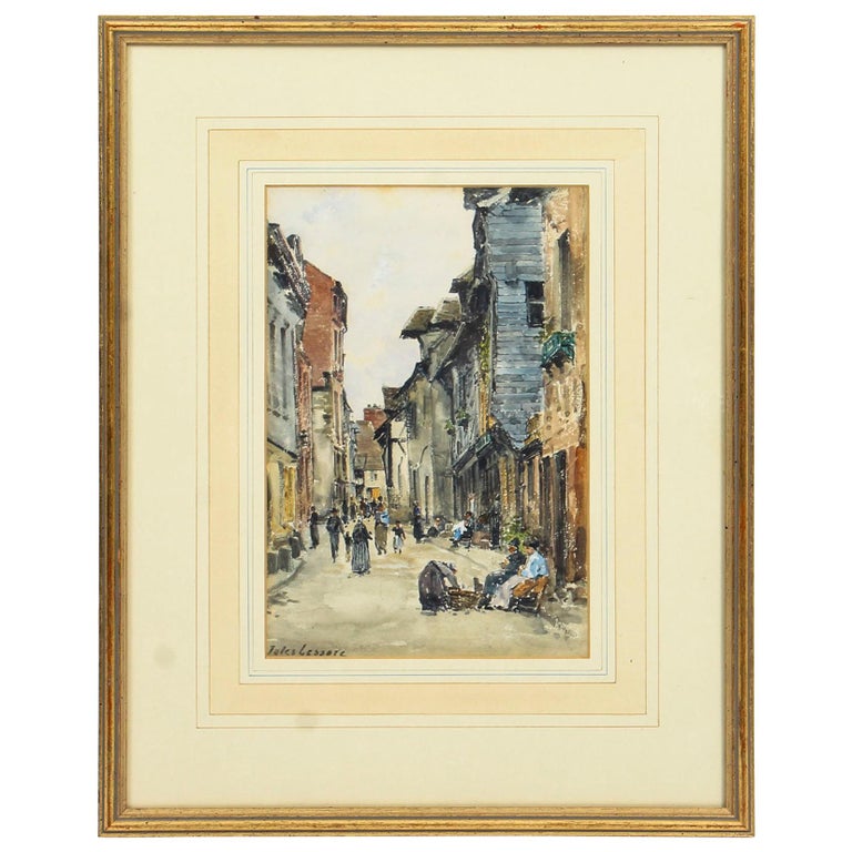 Antique Watercolor by Jules Lessore, 19th Century at 1stDibs