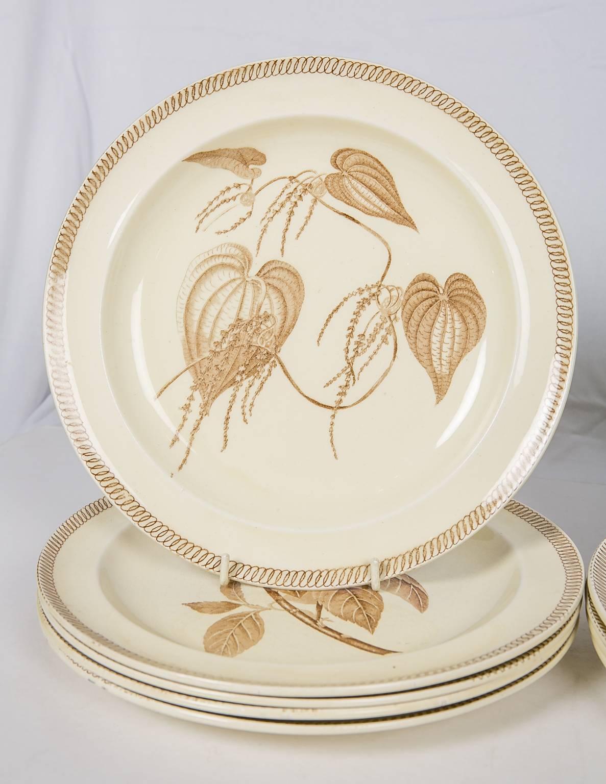 Antique Wedgwood Dishes Aesthetic Style Creamware with Brown Flowers ...