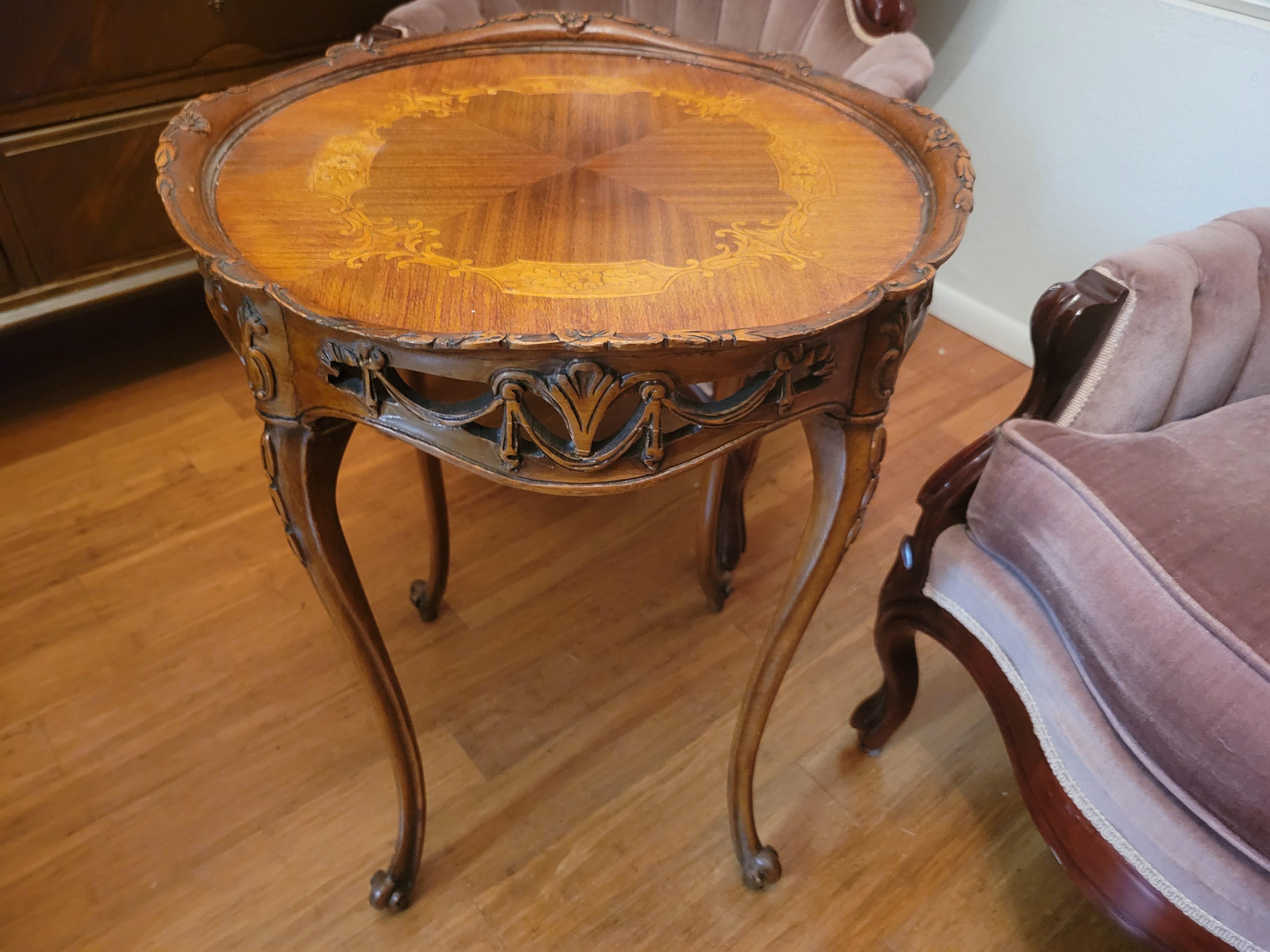 Antique Hand-Carved Weiman Heirloom Walnut Table For Sale at 1stDibs