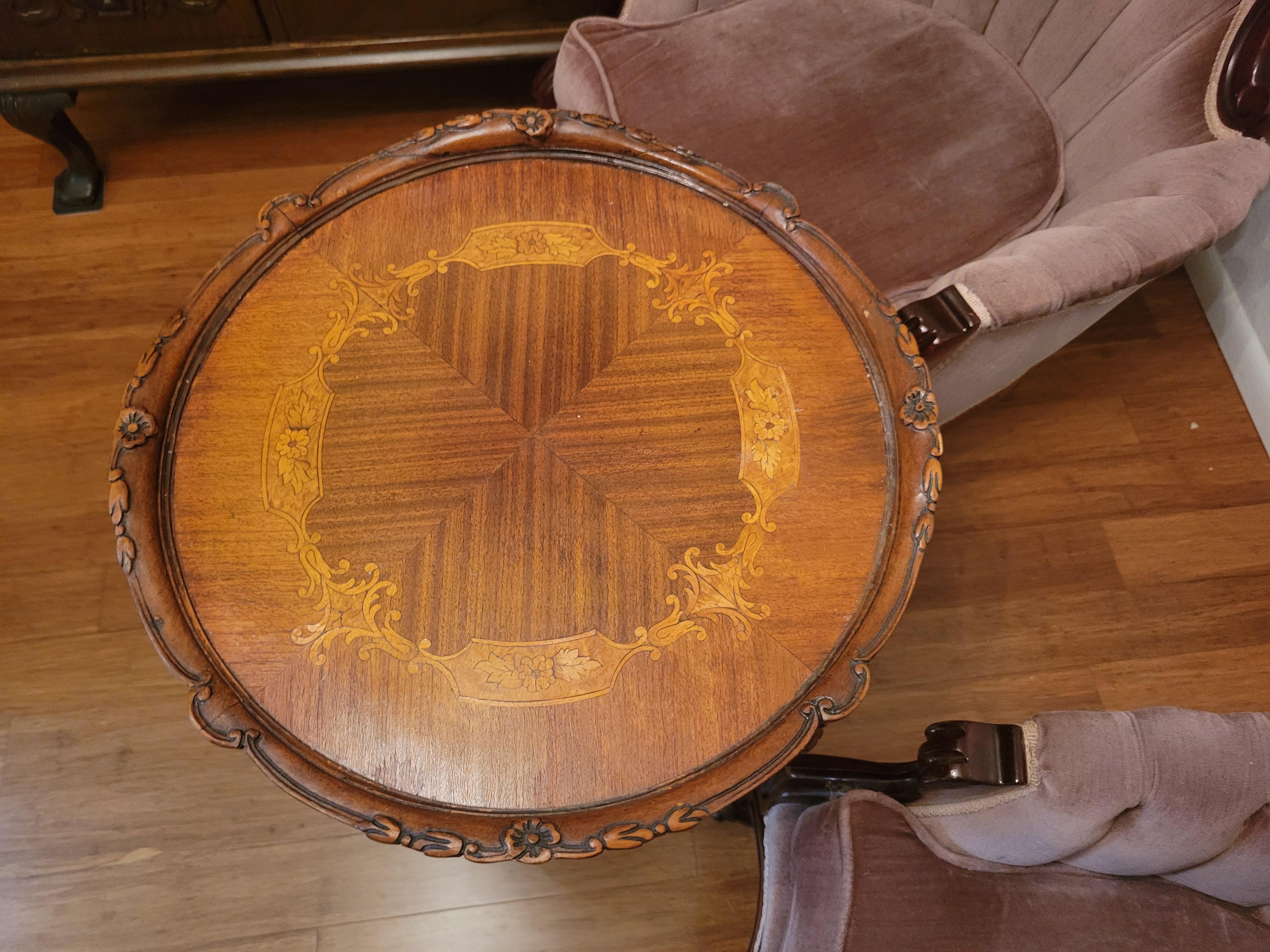 Antique Hand-Carved Weiman Heirloom Walnut Table For Sale at 1stDibs
