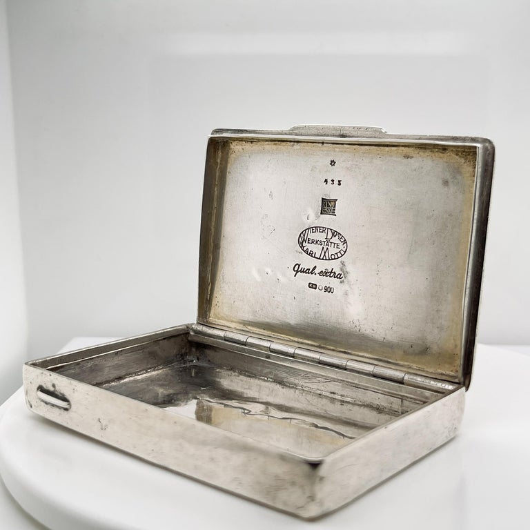 Antique Weiner Werkstatte Silver and Enamel Box or Etui by Karl Mottl ...