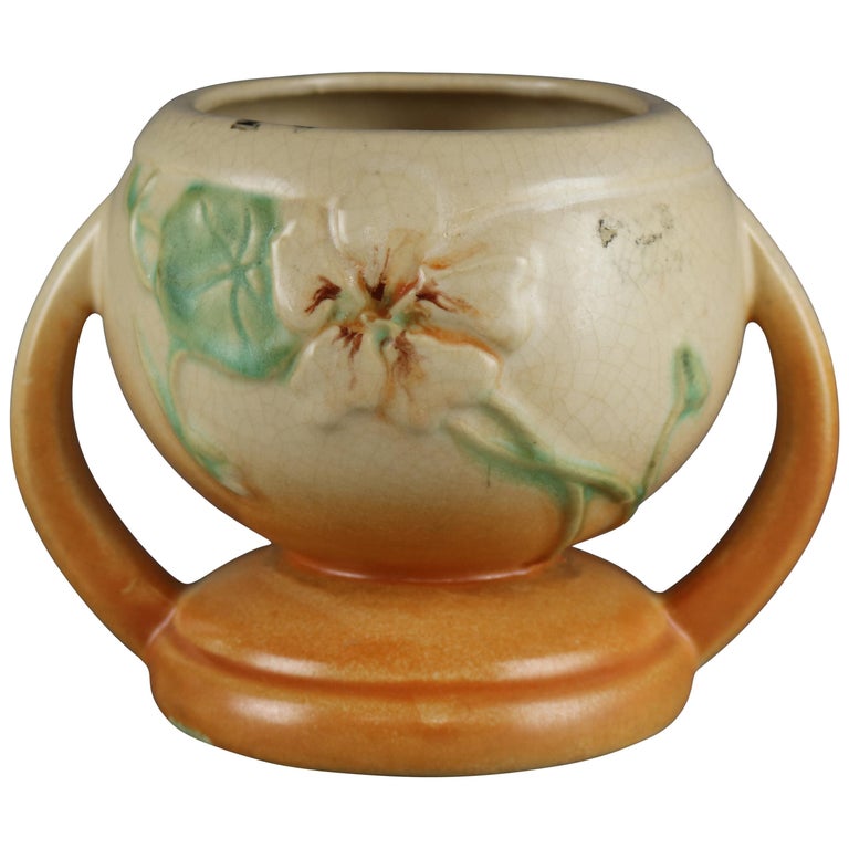 Antique Weller Floral Art Pottery Double Handled Vase, Circa 1930 at 1stDibs | weller vase
