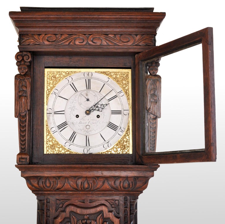 Antique Welsh Carved Oak 8-Day Longcase/Grandfather Clock, Thomas Evans ...