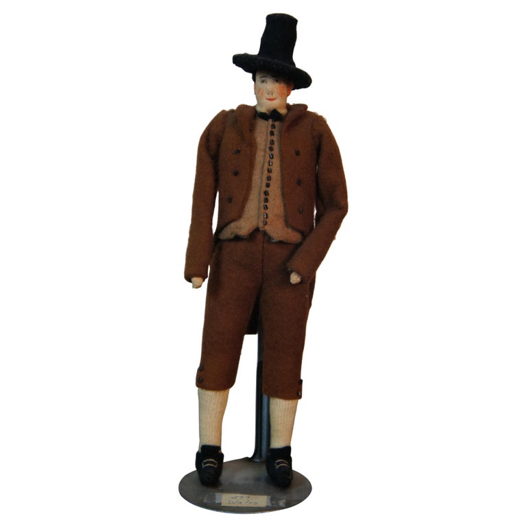 Antique Welsh Folk Art Pilgrim Man Cloth Doll Formal Wool Suit Wales ...