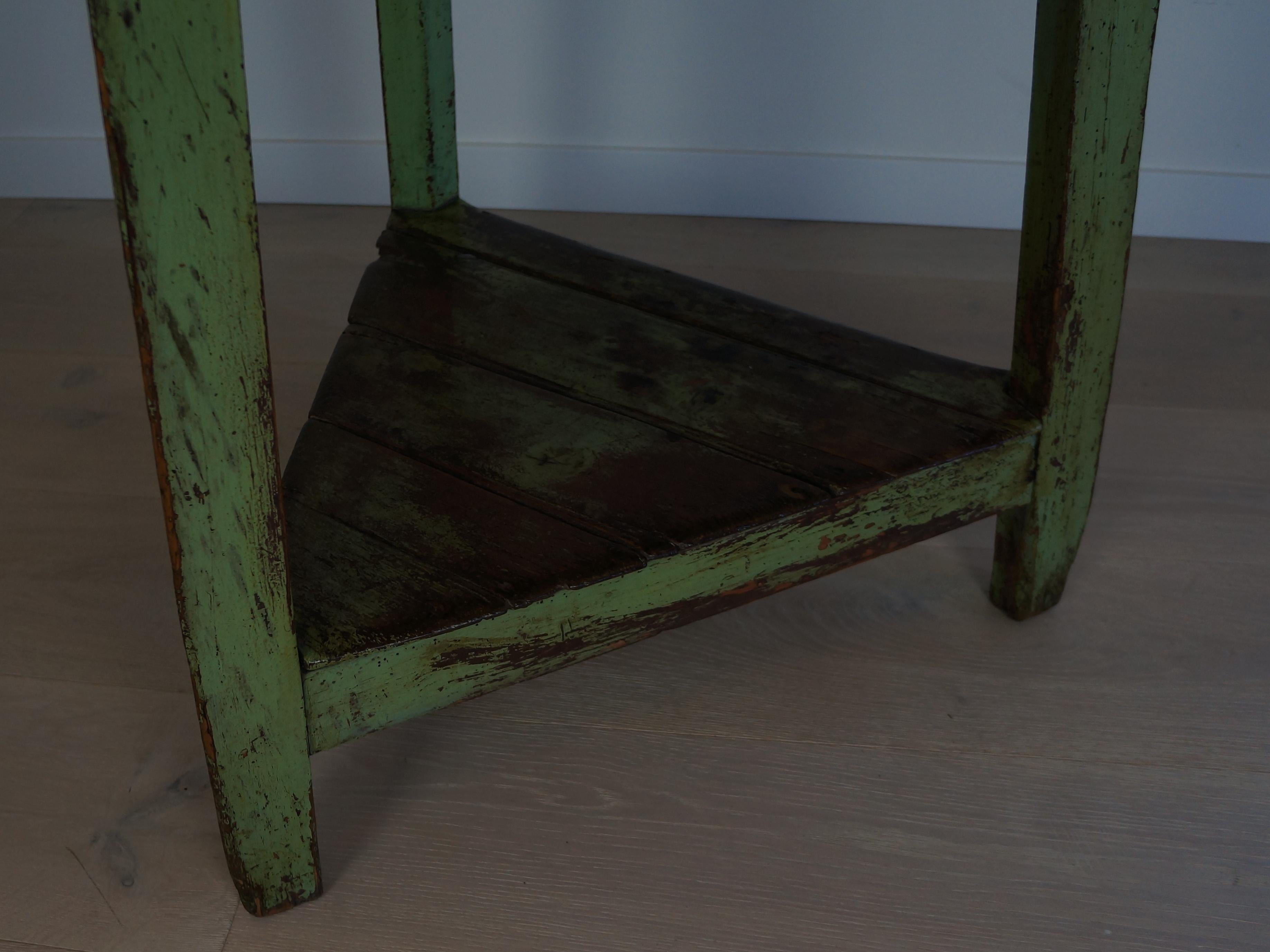 Antique Welsh Painted Cricket Table--Circa 1840s, Pine, Sage Green Base ...