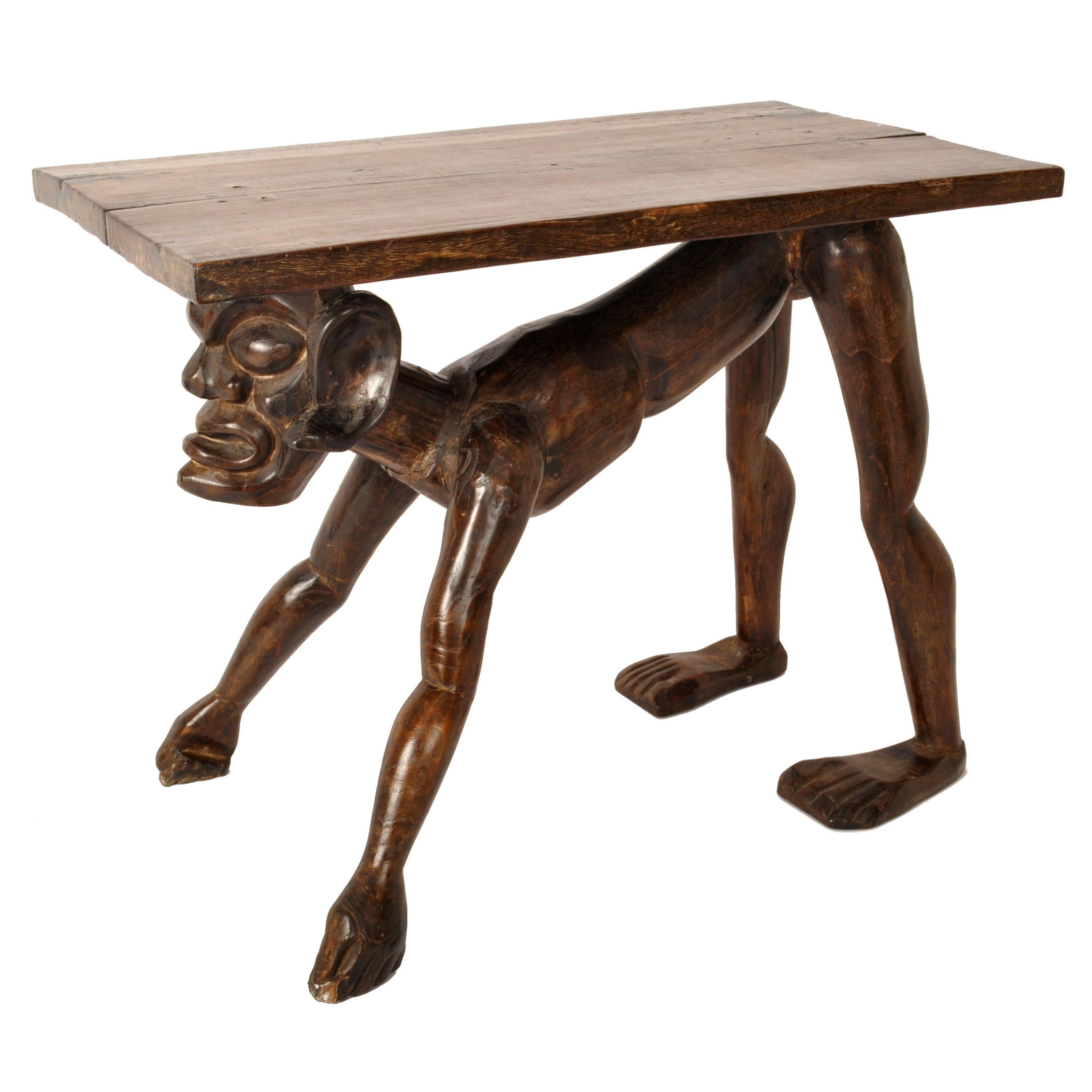 Pair Figural Carved and Ebonized African Interlocking Side Tables at ...