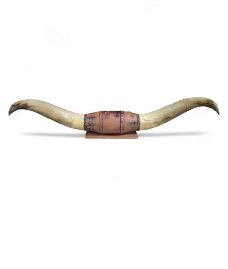 Antique Western Style Mounted Bull Horns on Wooden Base – Frontier ...