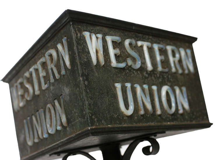 Antique Western Union Lighted Counter Sign at 1stDibs