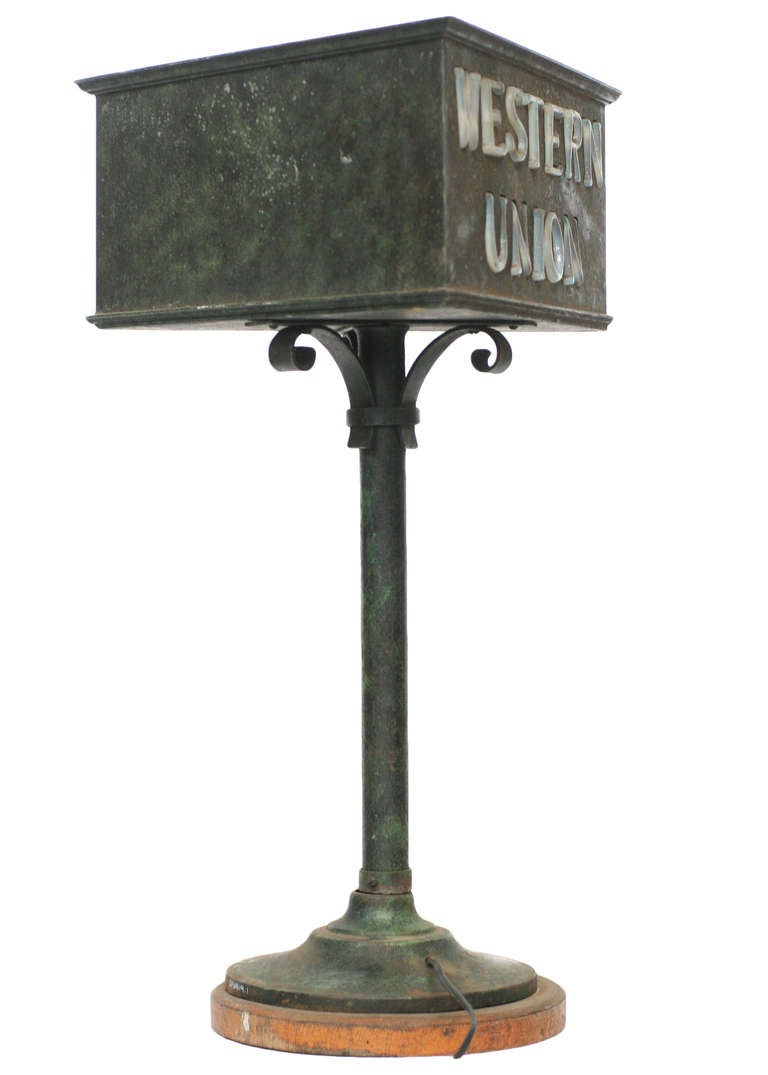 Antique Western Union Lighted Counter Sign at 1stDibs