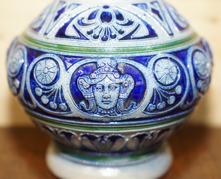 Antique Westerwald Pottery Vase Neoclassic Lady Figure Very Fine ...