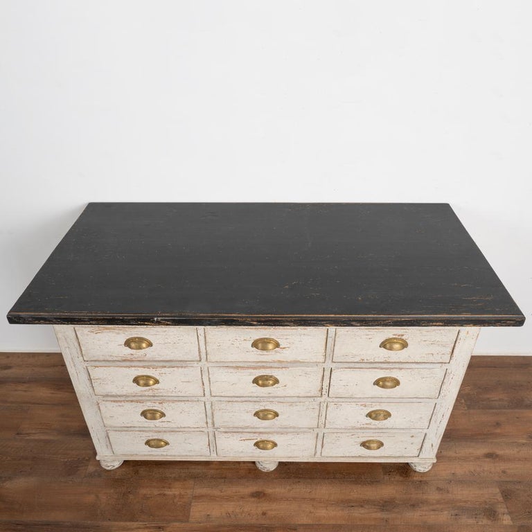 Antique White and Black Painted Apothecary Kitchen Island from Sweden ...