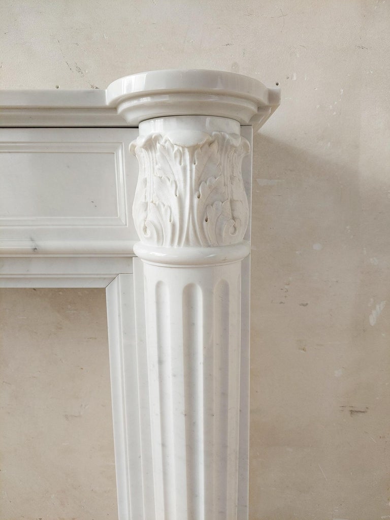 Antique White Carrara Marble Louis Seize Mantle Piece For Sale at 1stDibs