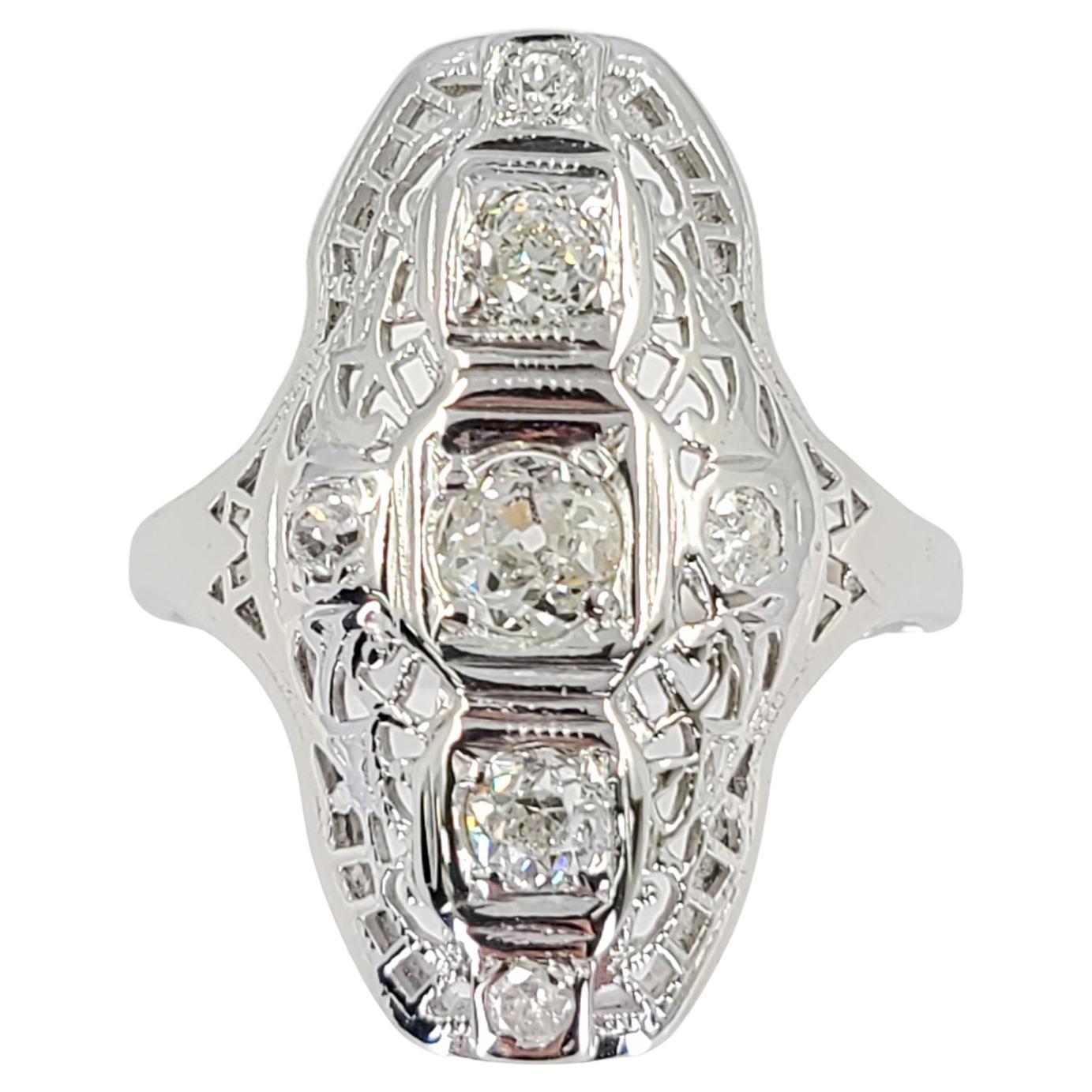 White Gold Diamond Dinner Ring at 1stDibs
