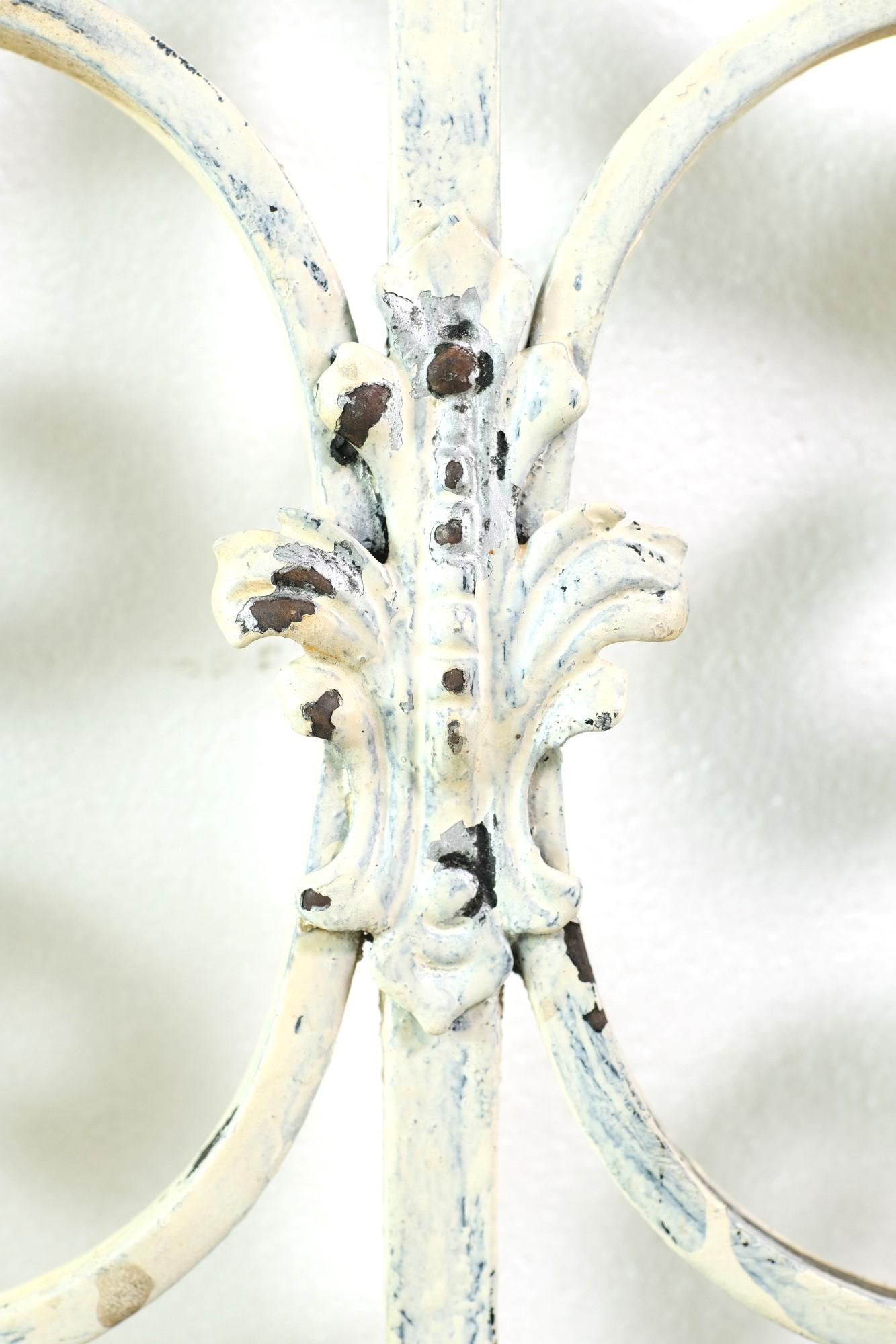 Antique White Hand Wrought Iron Balcony Swirl Floral Design For Sale at ...