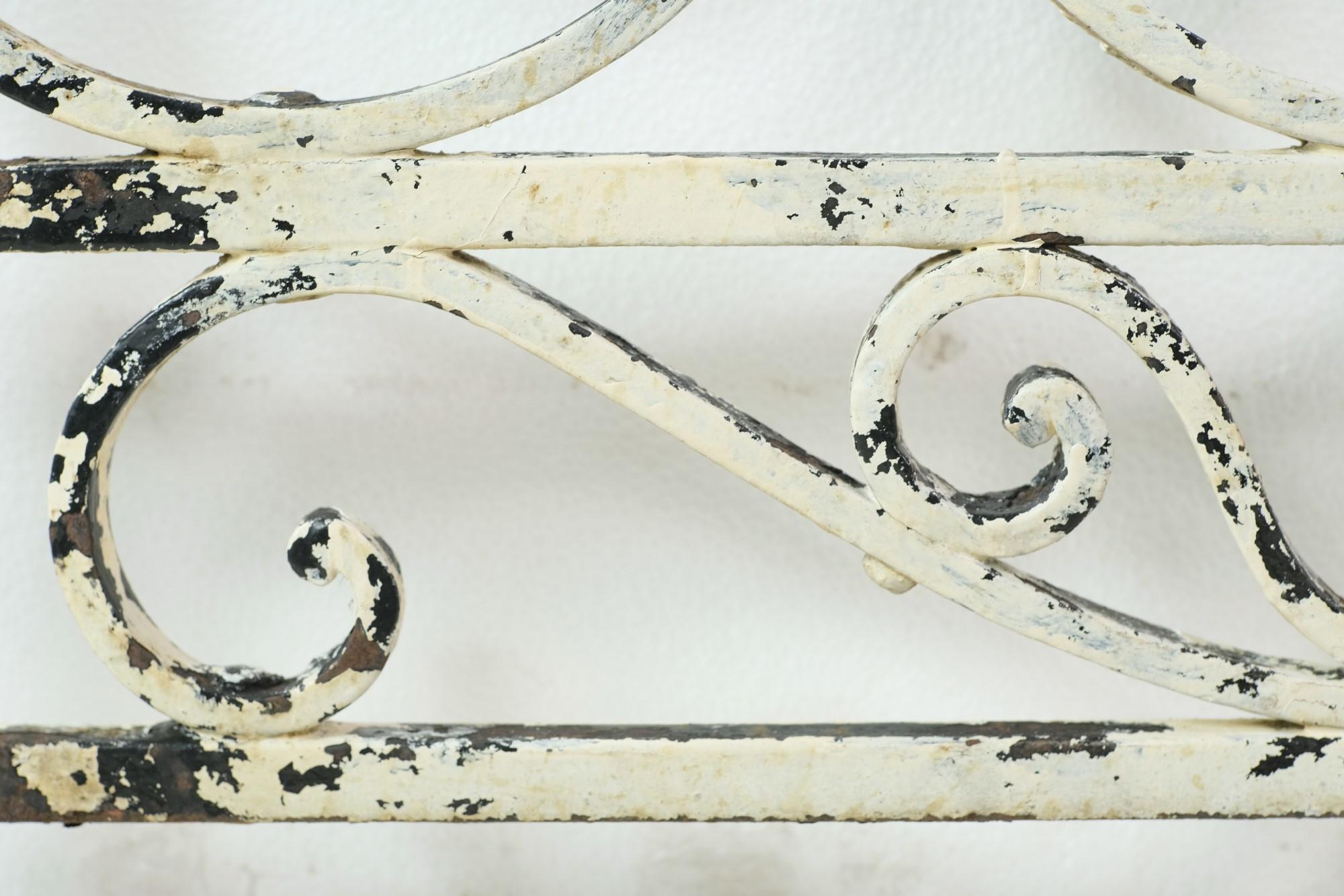 Antique White Hand Wrought Iron Balcony Swirl Floral Design For Sale at ...