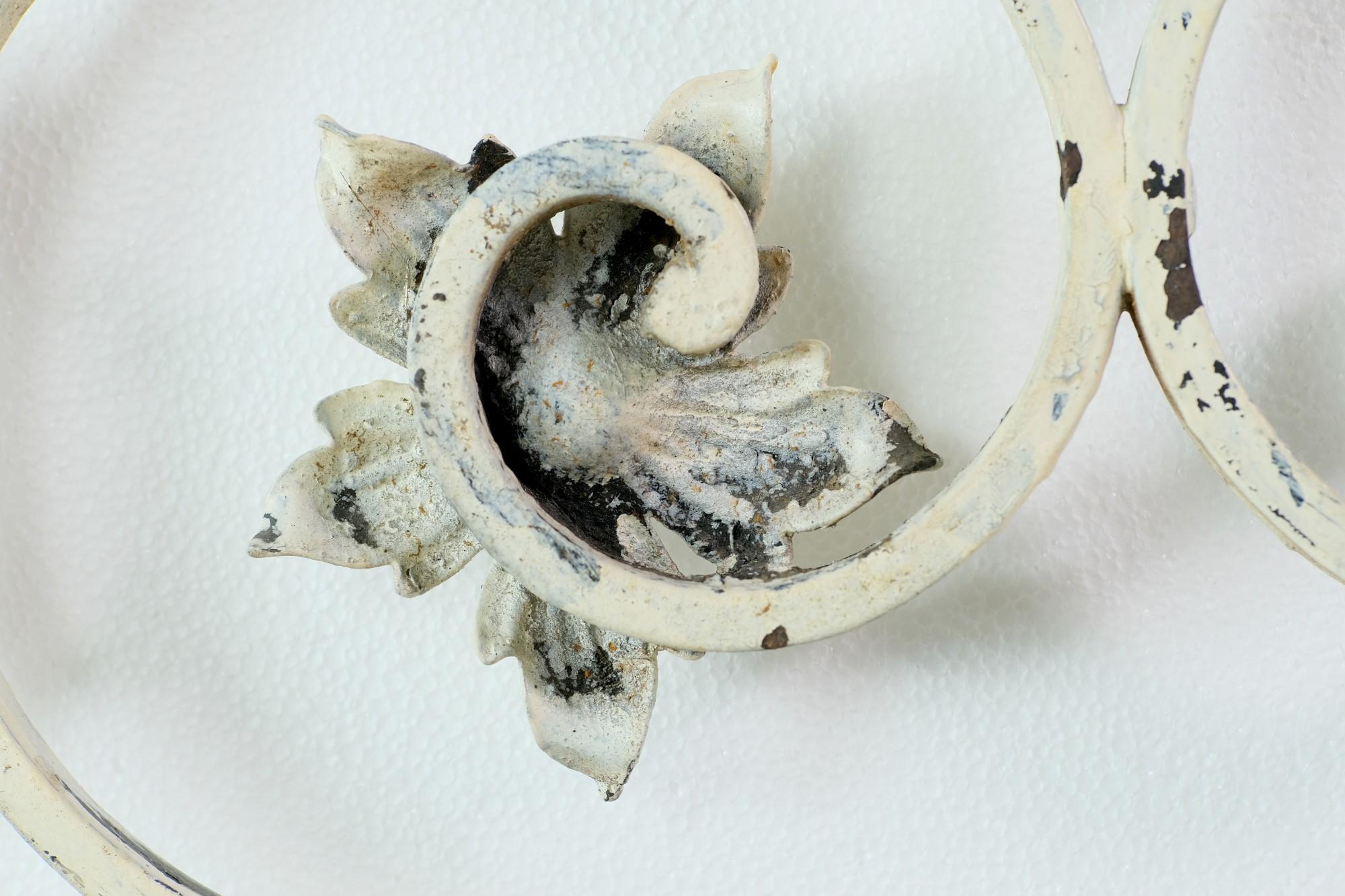 Antique White Hand Wrought Iron Balcony Swirl Floral Design For Sale at ...