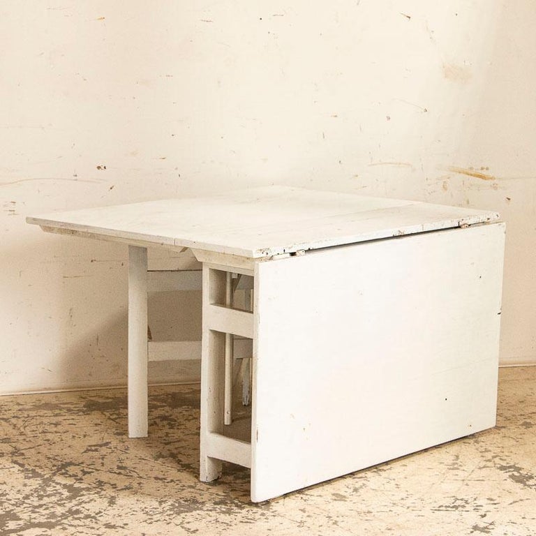Antique White Painted Gate Leg Drop-Leaf Table from Sweden at 1stDibs