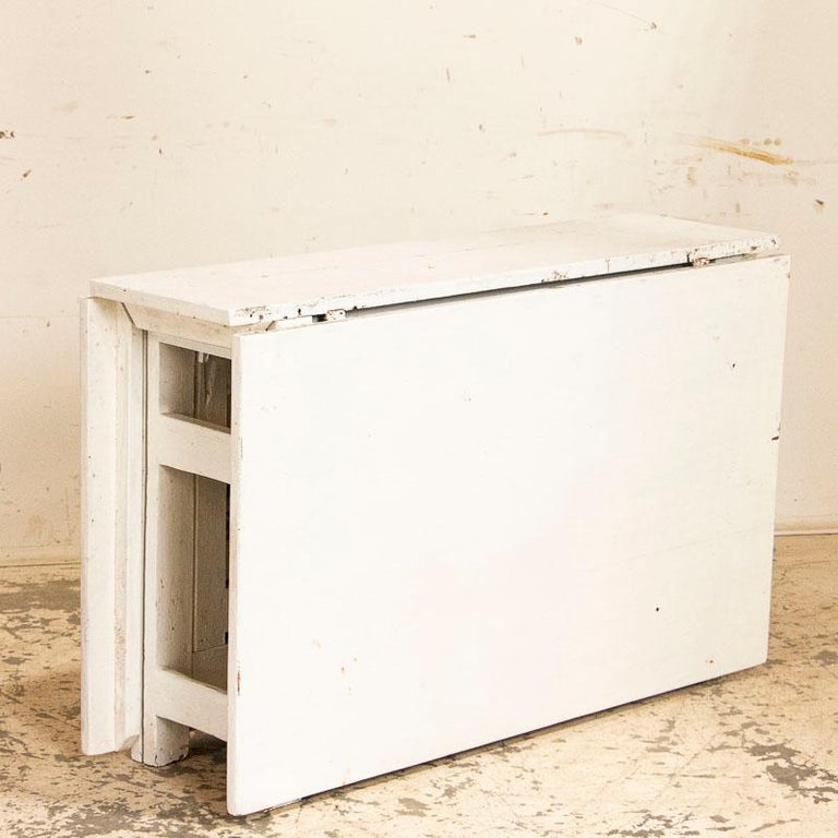 Antique White Painted Gate Leg Drop-Leaf Table from Sweden at 1stDibs