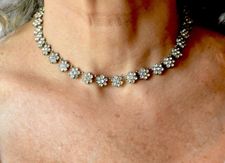 Antique Paste Silver Cluster Necklace at 1stDibs