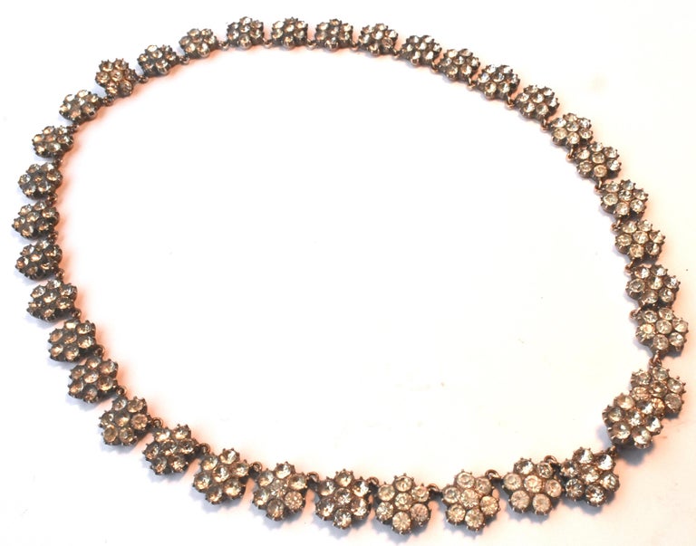 Antique Paste Silver Cluster Necklace at 1stDibs