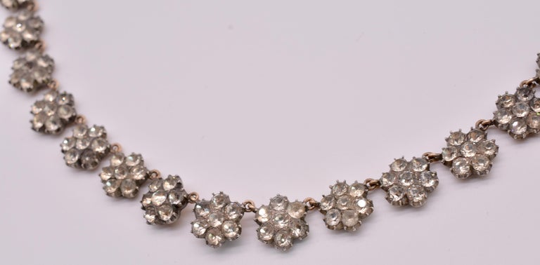Antique Paste Silver Cluster Necklace at 1stDibs