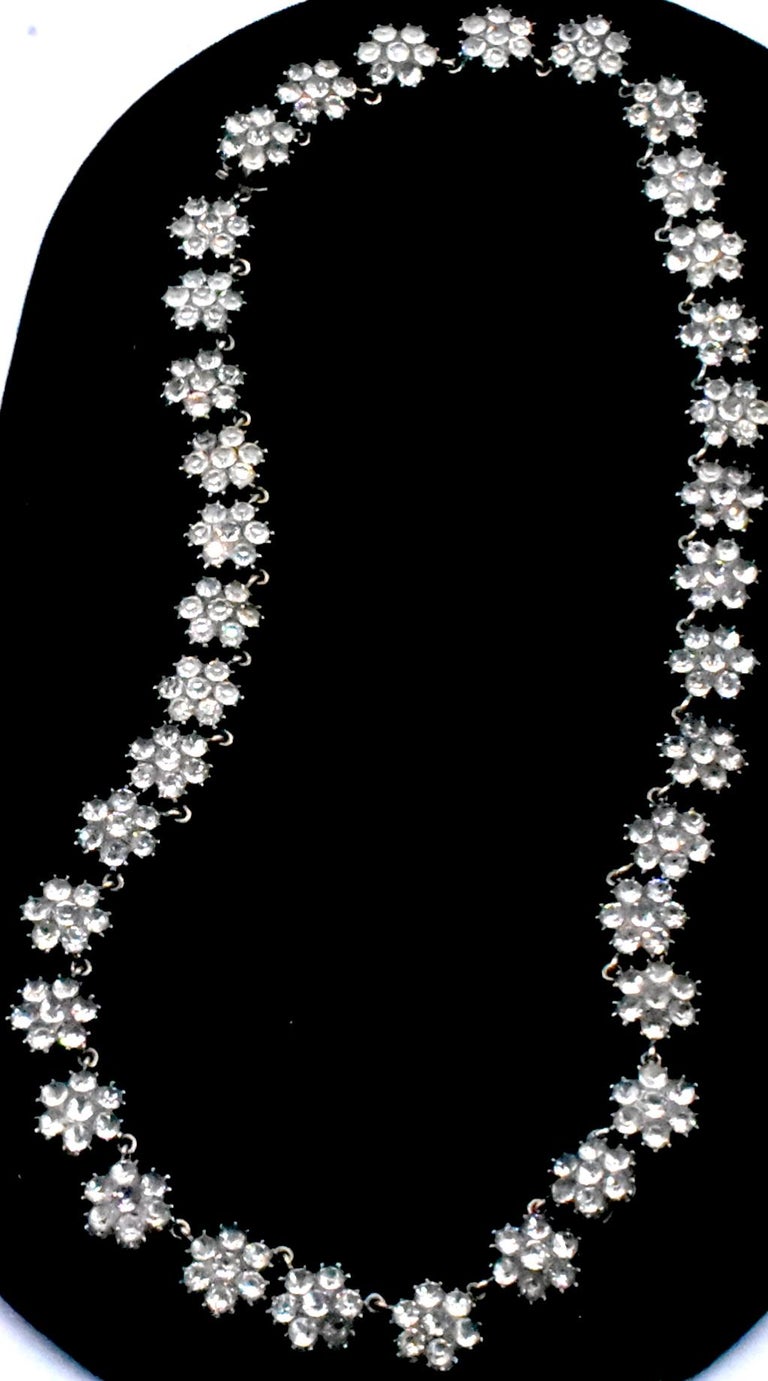 Antique Paste Silver Cluster Necklace at 1stDibs