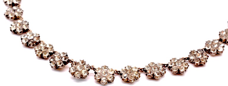 Antique Paste Silver Cluster Necklace at 1stDibs
