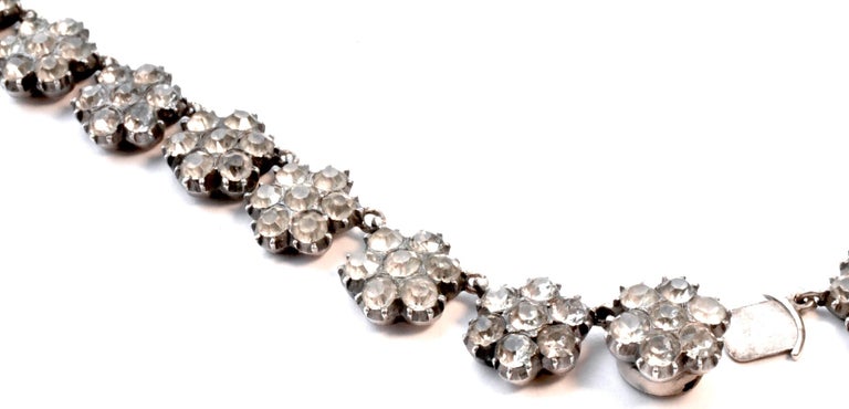 Antique Paste Silver Cluster Necklace at 1stDibs