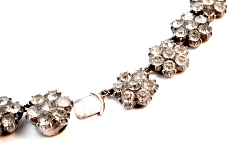 Antique Paste Silver Cluster Necklace at 1stDibs
