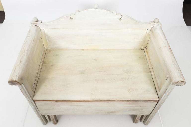 Antique White Swedish Country Storage Bench at 1stDibs | storage ...