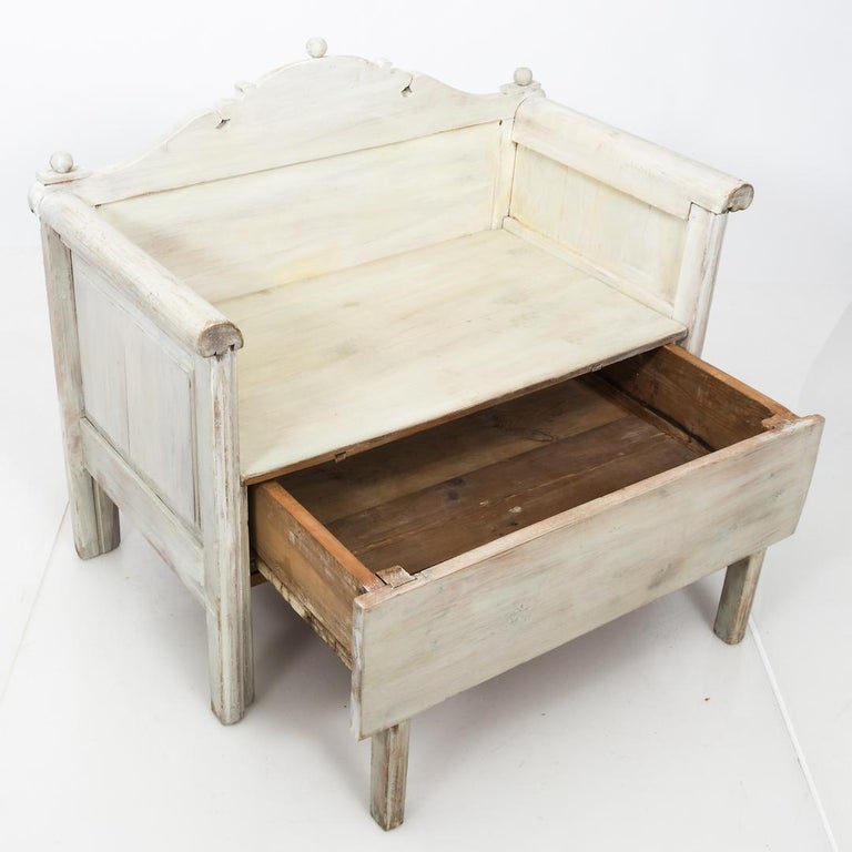 Antique White Swedish Country Storage Bench at 1stDibs | storage ...