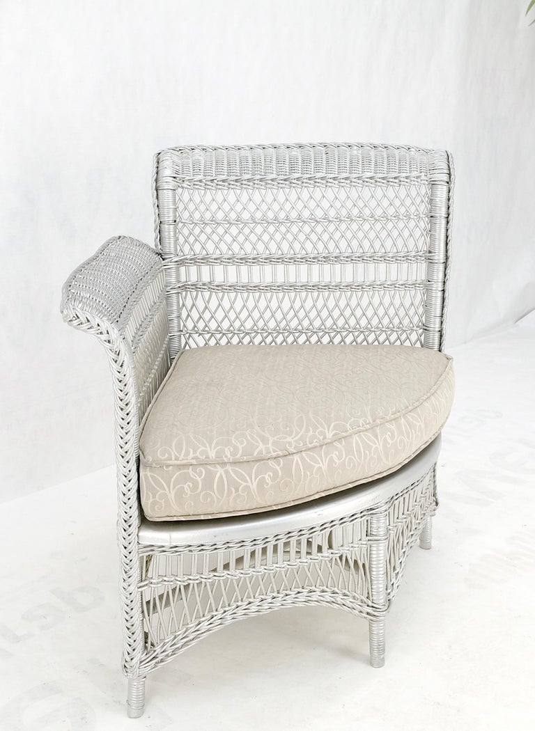 Antique Wicker Corner Chair Finished Painted in Silver Metal Finish ...