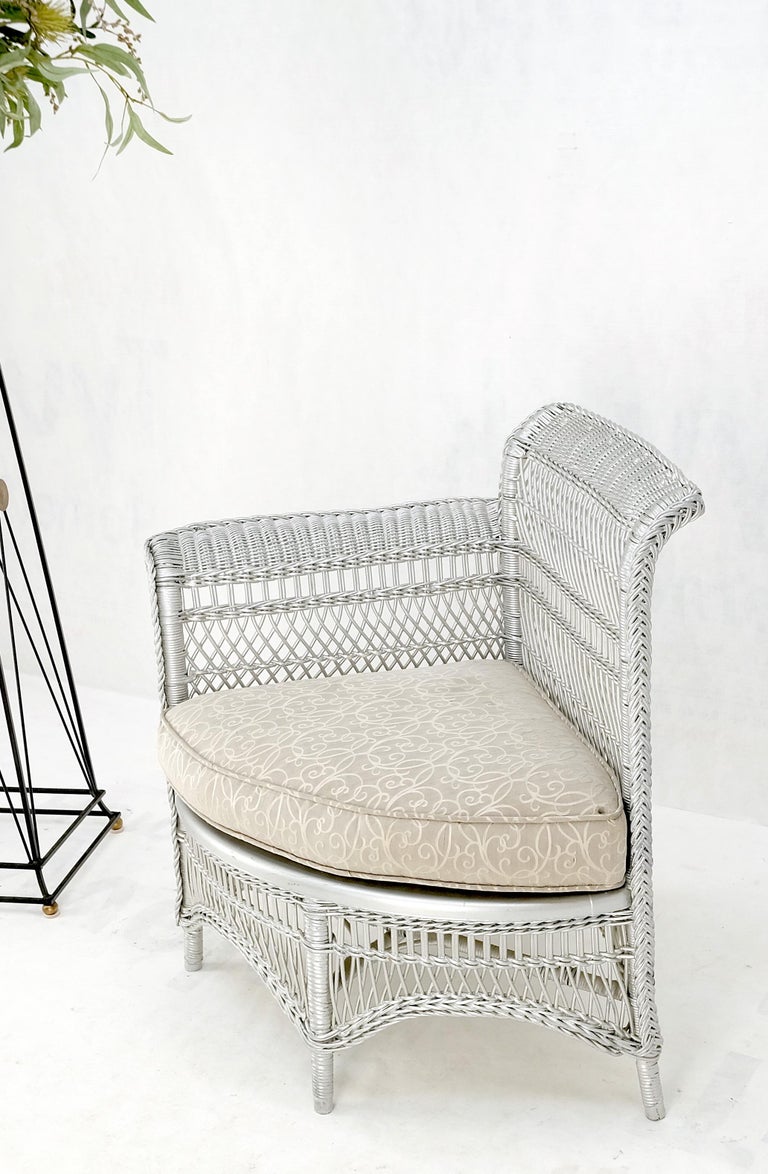 Antique Wicker Corner Chair Finished Painted in Silver Metal Finish ...
