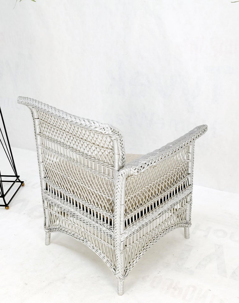 Antique Wicker Corner Chair Finished Painted in Silver Metal Finish ...