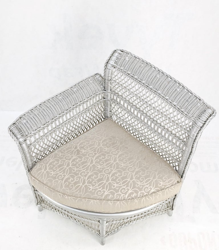 Antique Wicker Corner Chair Finished Painted in Silver Metal Finish ...