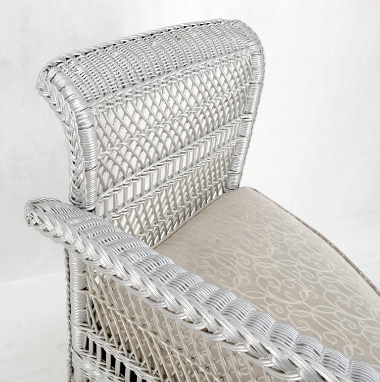 Antique Wicker Corner Chair Finished Painted in Silver Metal Finish ...