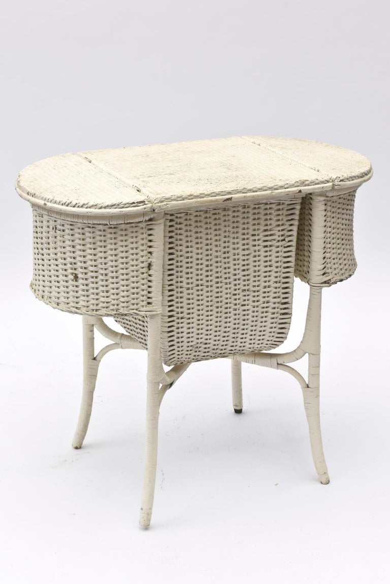Antique Wicker Martha Washington Sewing Stand For Sale at 1stDibs